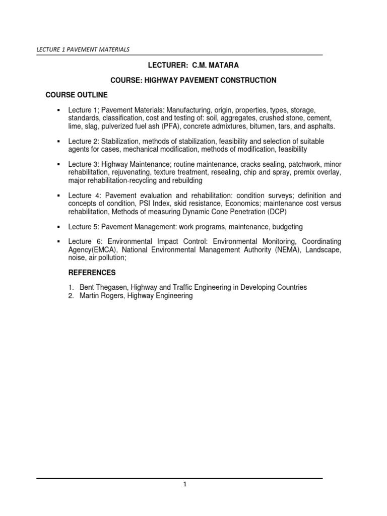 Lecture 1 Introduction To Highway Pavement Construction 25.072023 | PDF ...