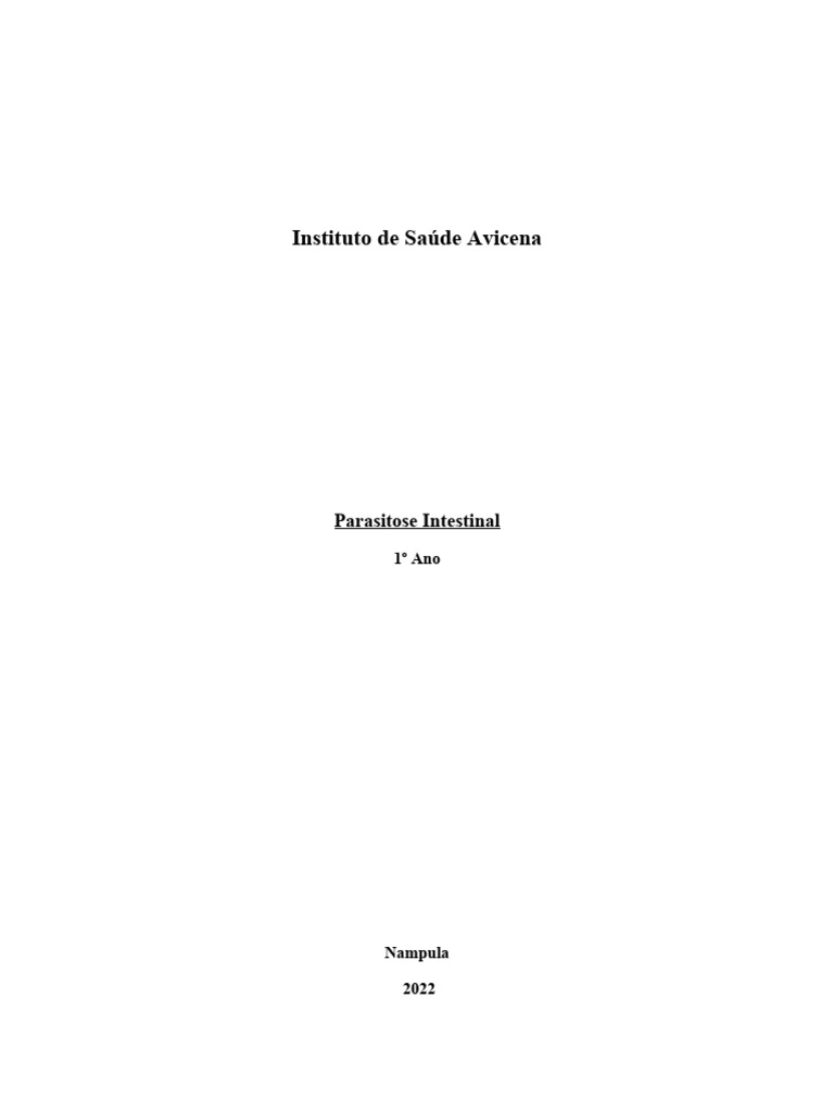 Parasitose Intestinal: Tipos e Tratamento | PDF | Malária | Plasmodium