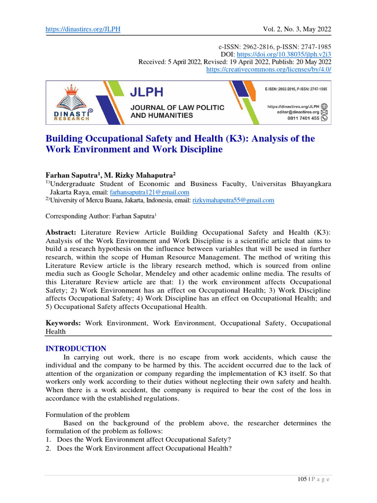 Building Occupational Safety and Health k3 Analysis of The Work ...