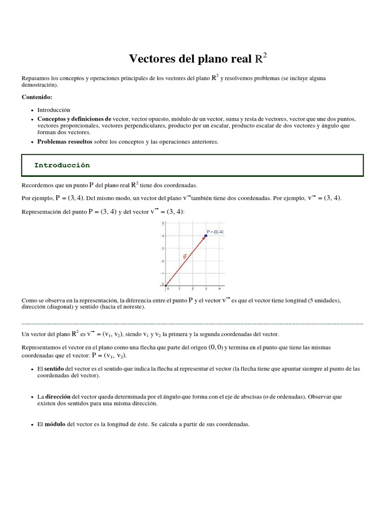 Vectores Del Plano Real, Con Problemas Resueltos y Demostraciones | PDF | Vector Euclidiano ...