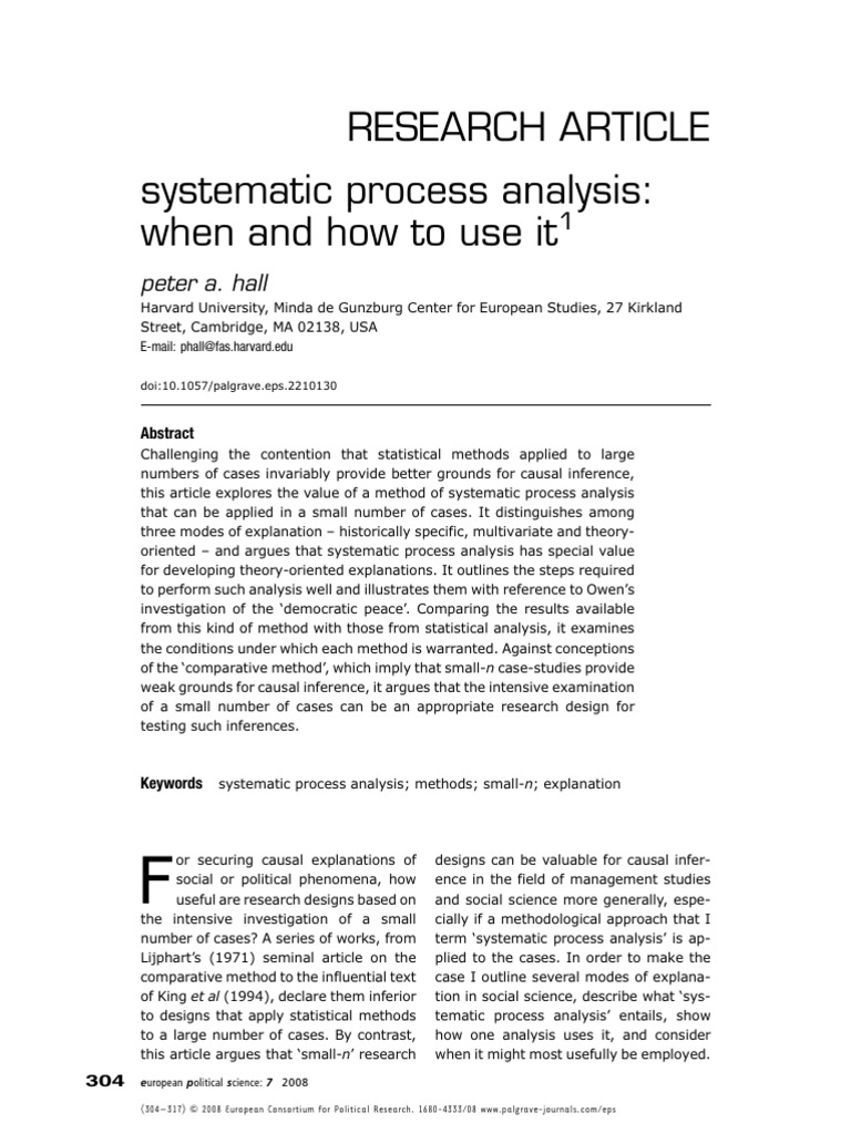 Research Article Systematic Process Analysis: When and How To Use It ...