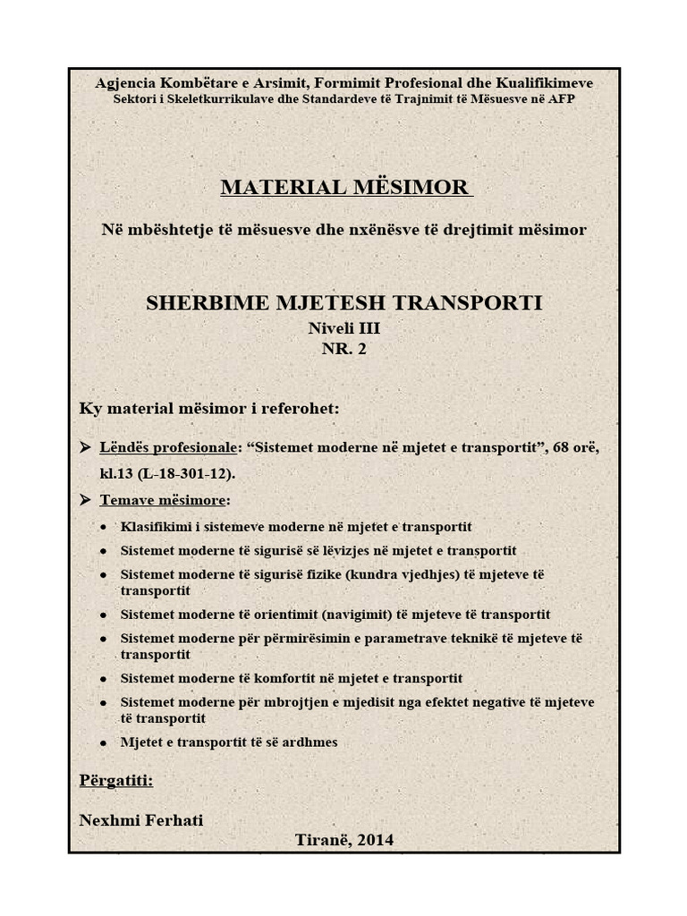 Mat Mes-Sherbime Mjete Transporti III-Nr 2-2014 | PDF
