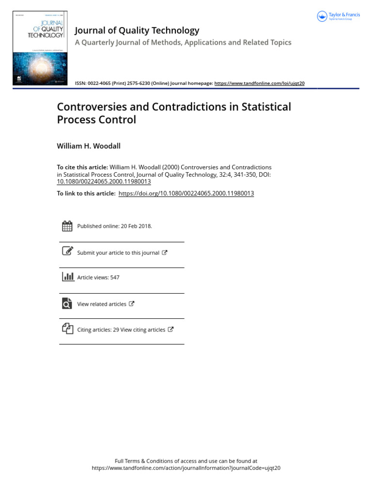 SPC-Controversies and Contradictions in Statistical Process Control | PDF | Statistics | Normal ...