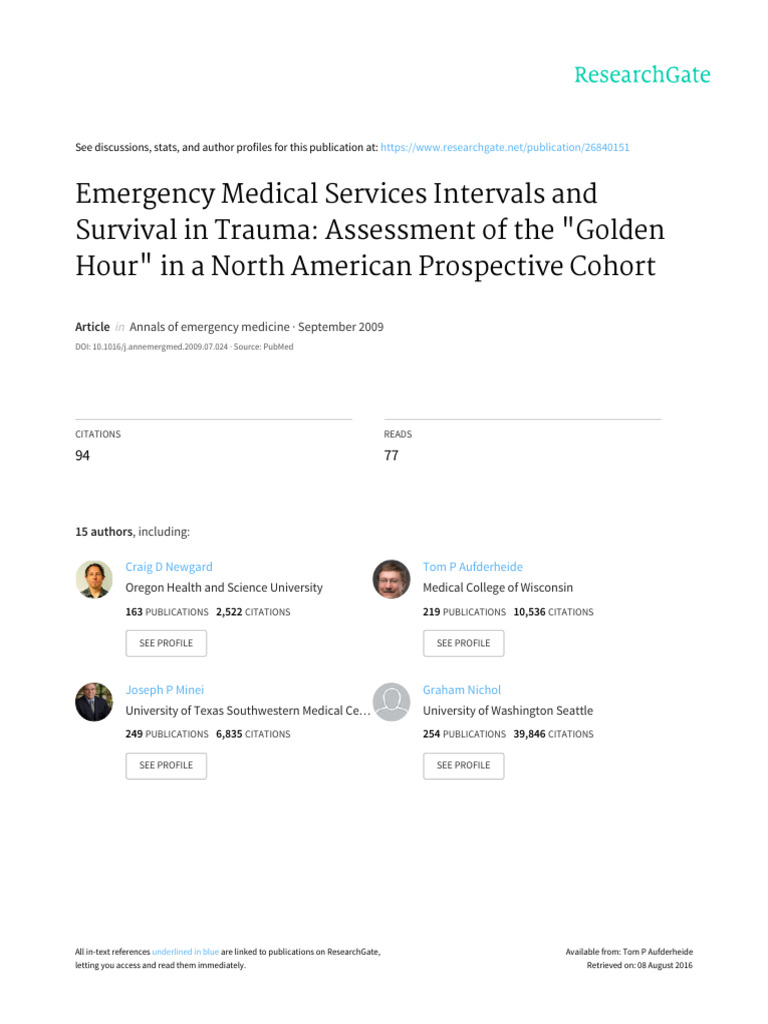 Golden Hour | PDF | Major Trauma | Emergency Medical Services