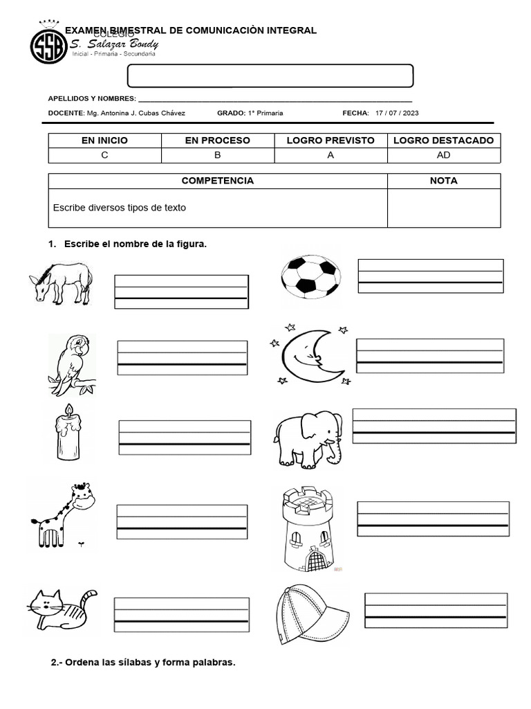 Examen De Comunicaciòn 1ºp Pdf