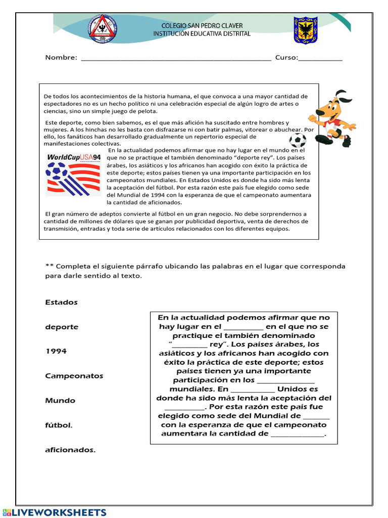 Comprensión lectora sobre fútbol | PDF | Asociación de Futbol