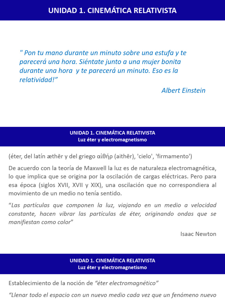 Cinemática Relativista: Fundamentos y Experimentos | PDF | Hora ...