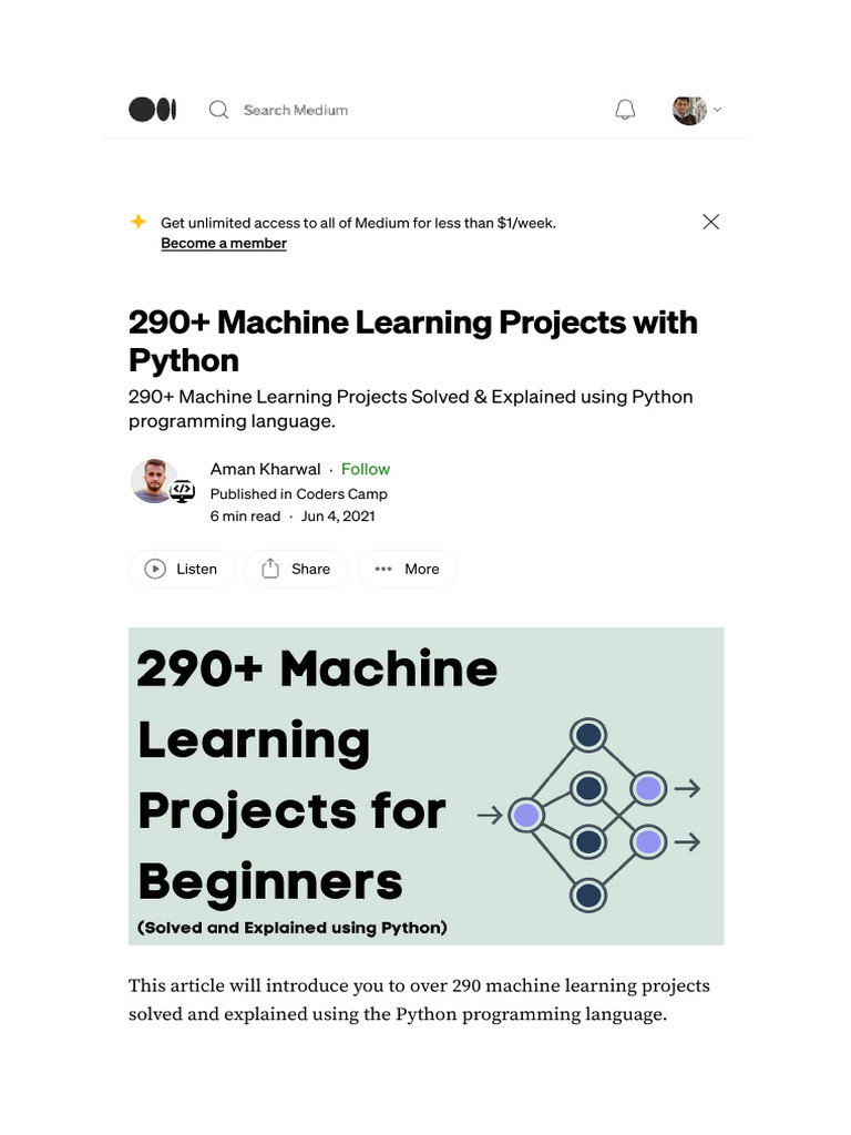 290+ Machine Learning Projects With Python by Aman Kharwal Coders Camp ...