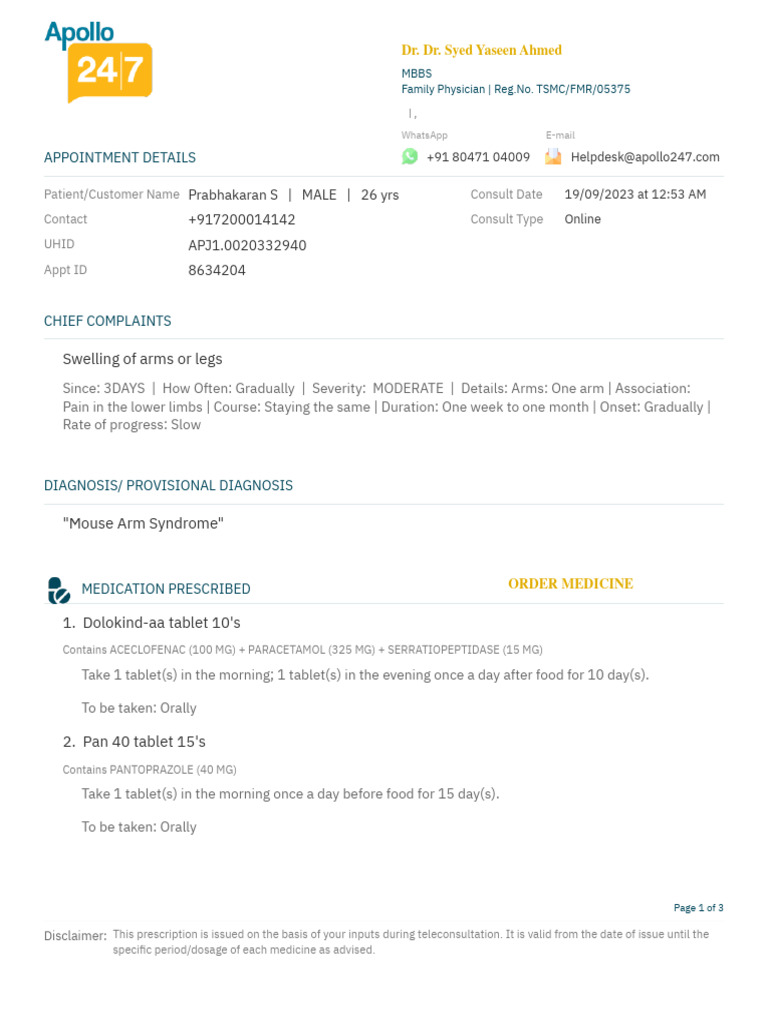 Prescription - Apollo 2471695065273967 | Download Free PDF | Medical ...
