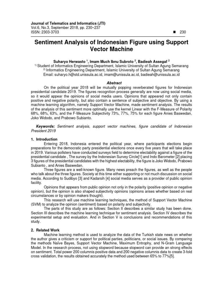 Sentiment Analysis of Indonesian Figure Bfed611e | PDF | Support Vector ... Sentiment Analysis of Indonesian Figure Bfed611e | PDF | Support Vector ...