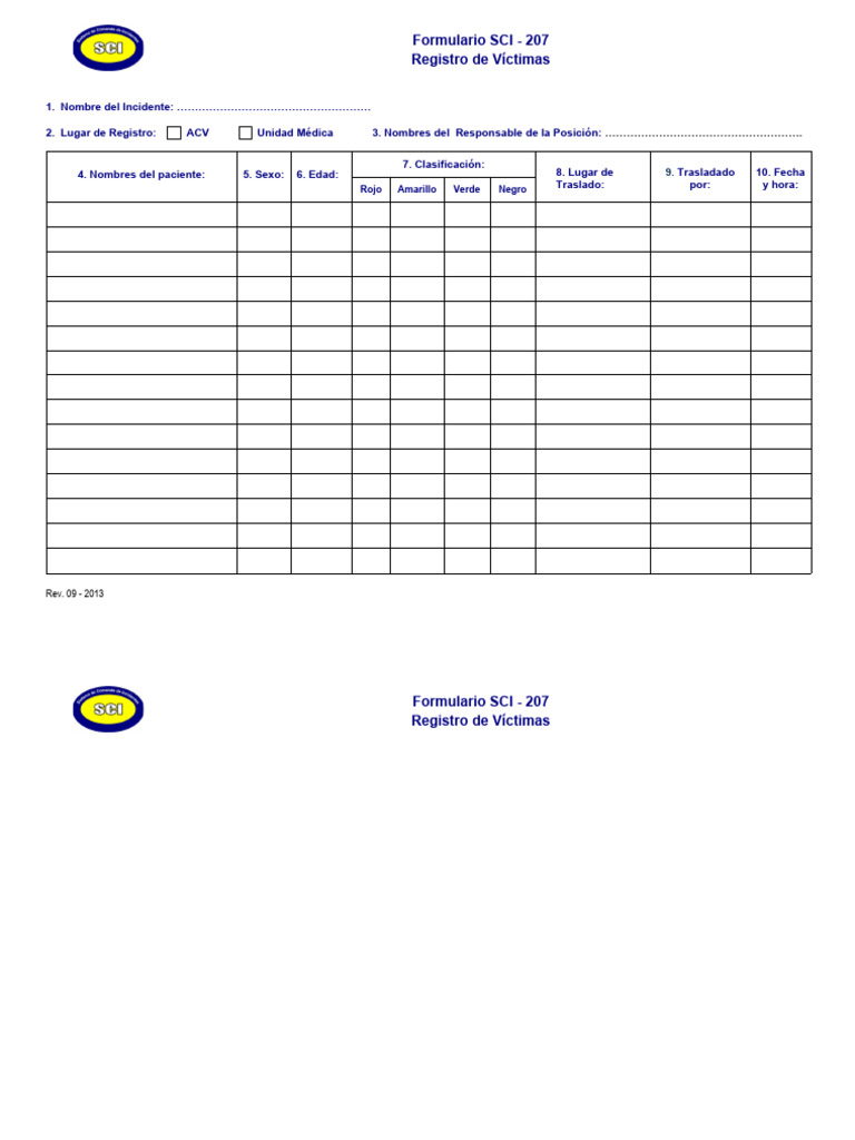 SCI - 207 Formulario (1) | PDF