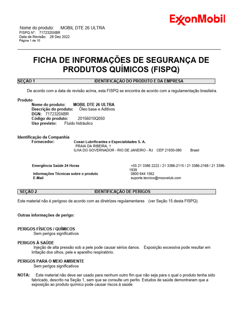 MOBIL DTE 26 ULTRA | PDF | Eletricidade | Oxigênio