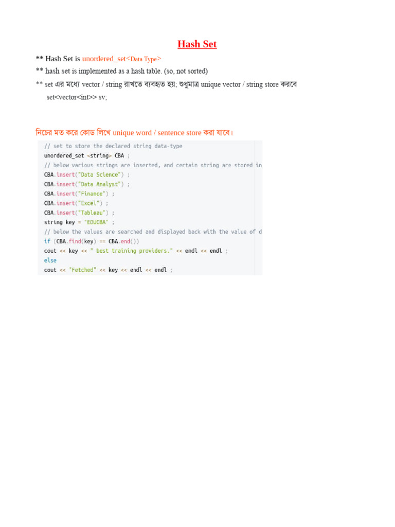 C++ STL Hash Set Details | PDF