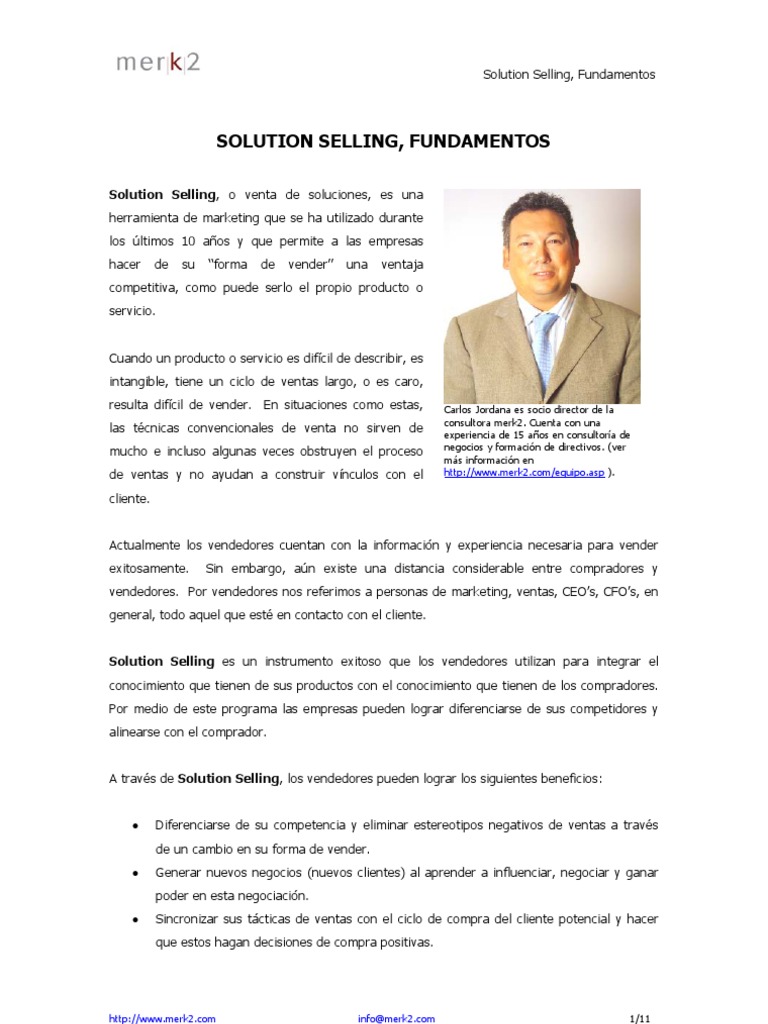 Solution Selling Fundamentos | PDF | Cliente | Marketing