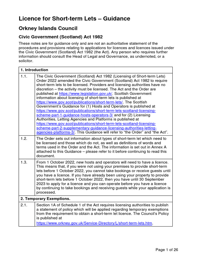 Short Term Lets Licensing Guidance Notes | PDF | License | Safety