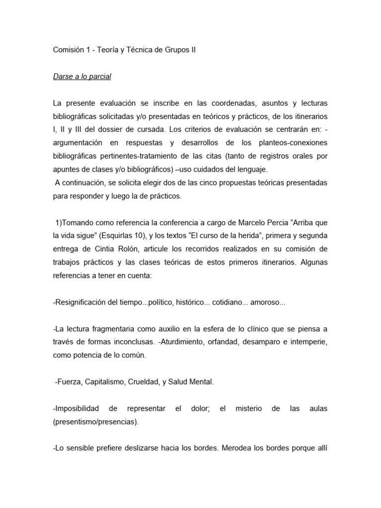 Parcial Percia Comision 1 | PDF | Esencia | Bibliografía