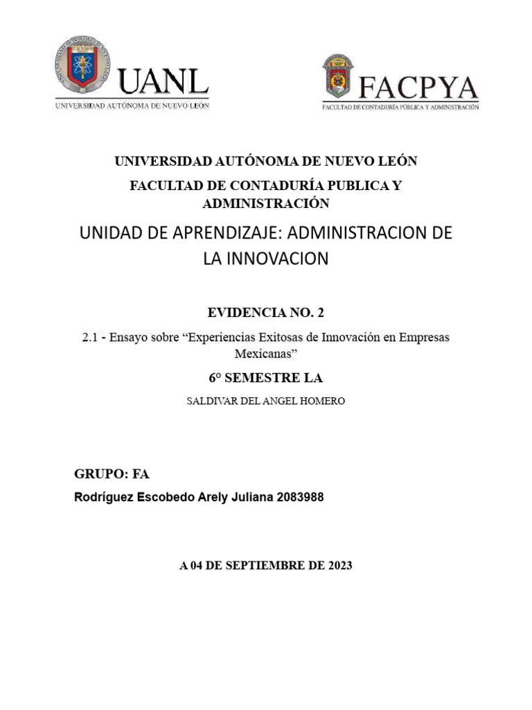 Administracion de La Innovacion Ev2-AJRE | PDF | Innovación | Economía compartida