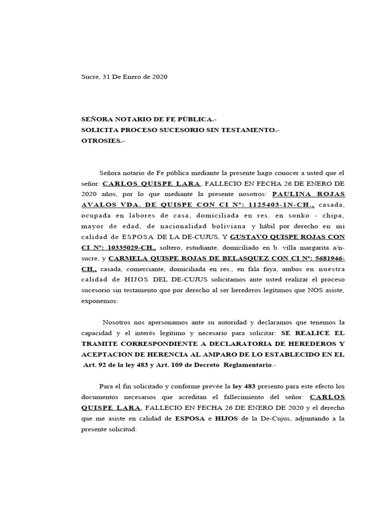 Declaratoria de Herederos | PDF