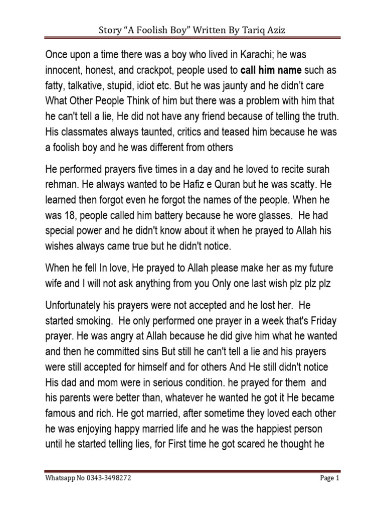 A Foolish Boy | Download Free PDF | Prayer