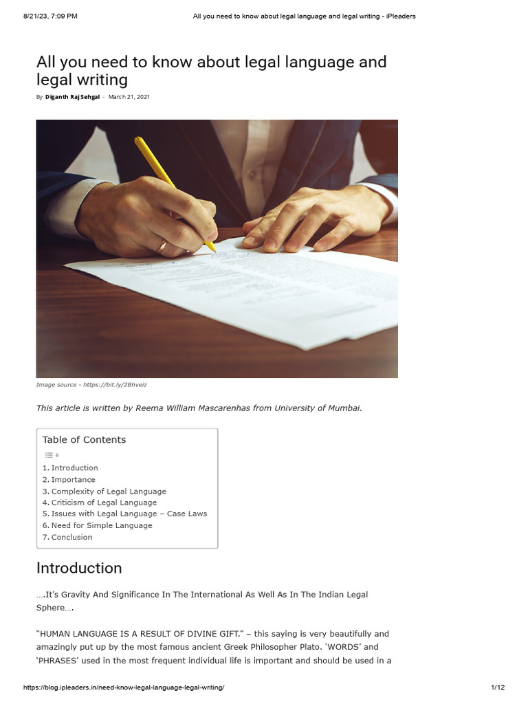 All You Need To Know About Legal Language and Legal Writing - Ipleaders ...