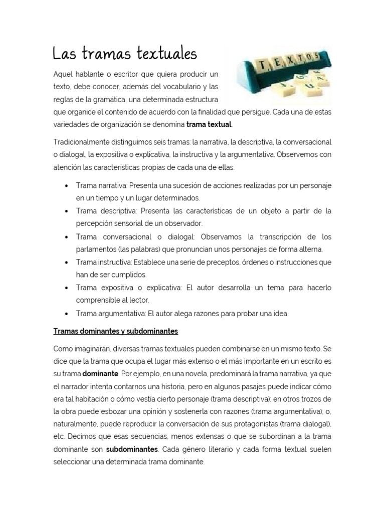 Tipos de Tramas Textuales | PDF