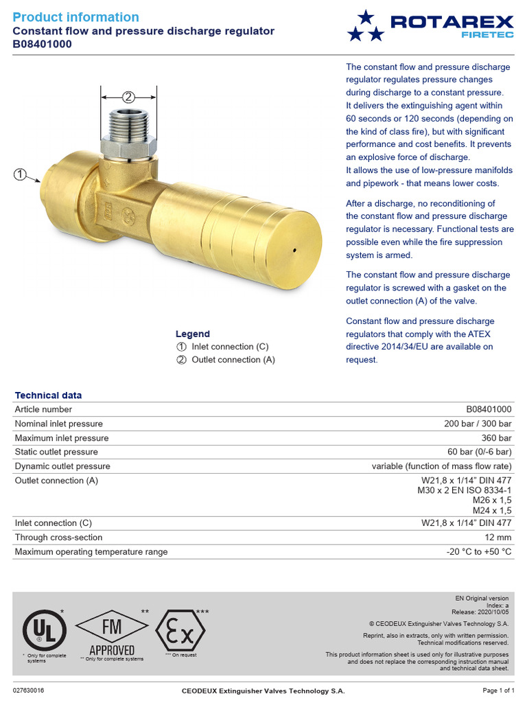 B08401000 Discharge Regulator - 027630016a | PDF | Valve | Discharge ...