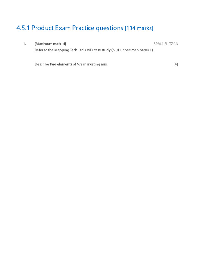 Product Exam Practice Questions | PDF | Product (Business) | Marketing