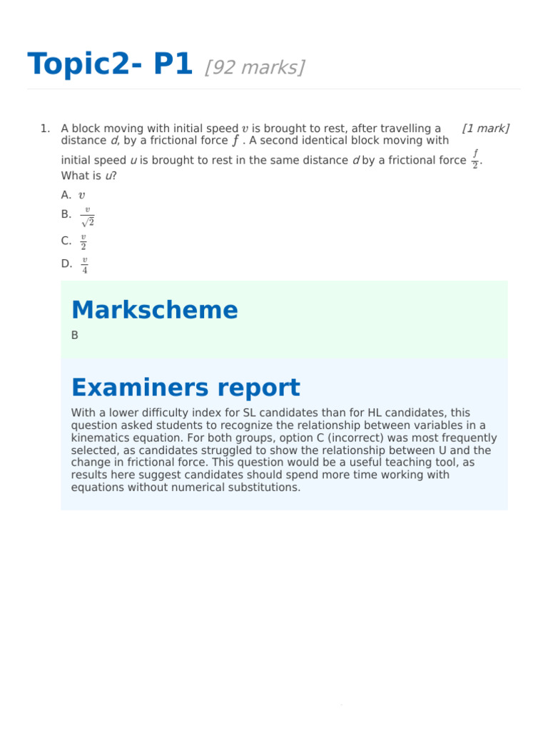 Topic2 - P1 MS | PDF | Force | Velocity