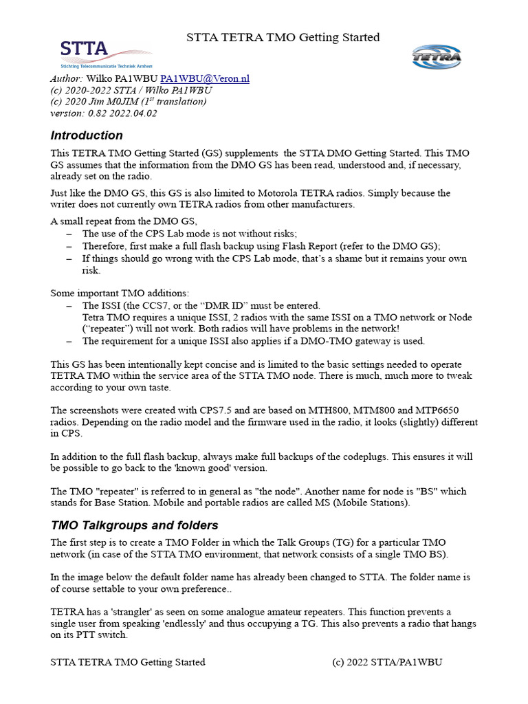 STTA TMO Getting Started v0 - 82 - EN | PDF | Radio | Duplex (Telecommunications)