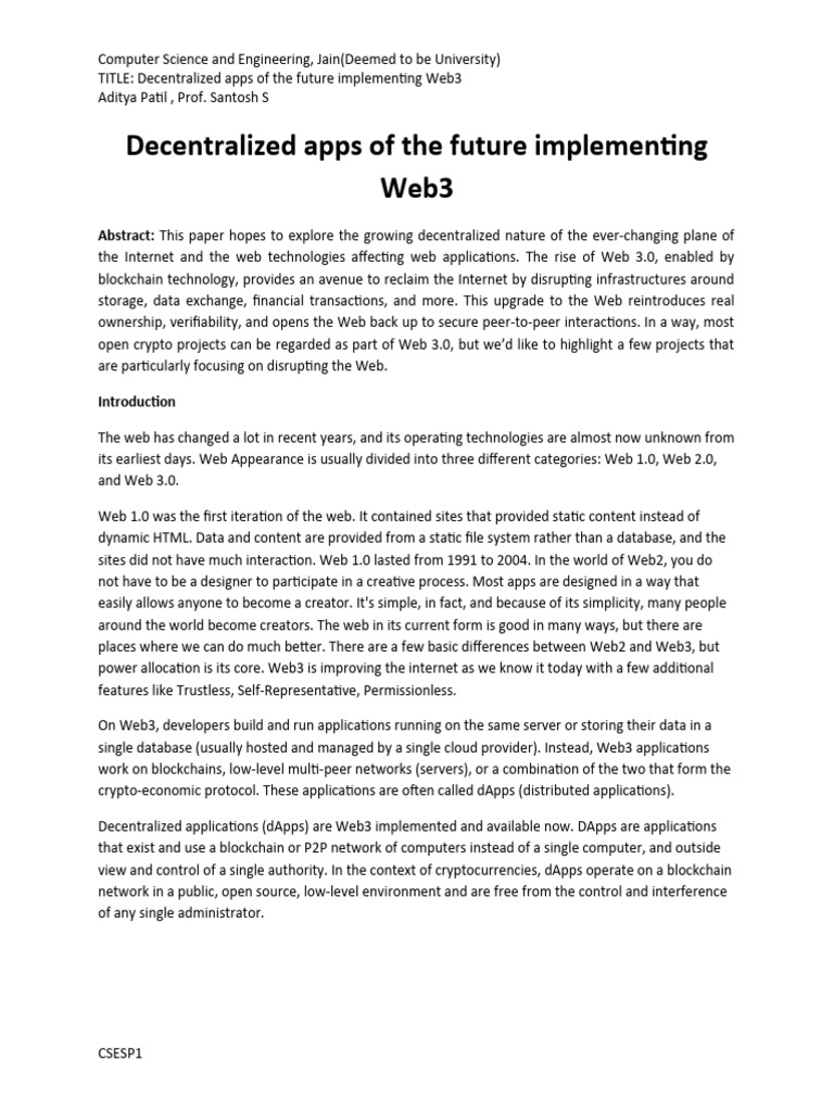 Decentralized Apps of The Future Implementing Web3 | PDF | Computer Network | Authentication