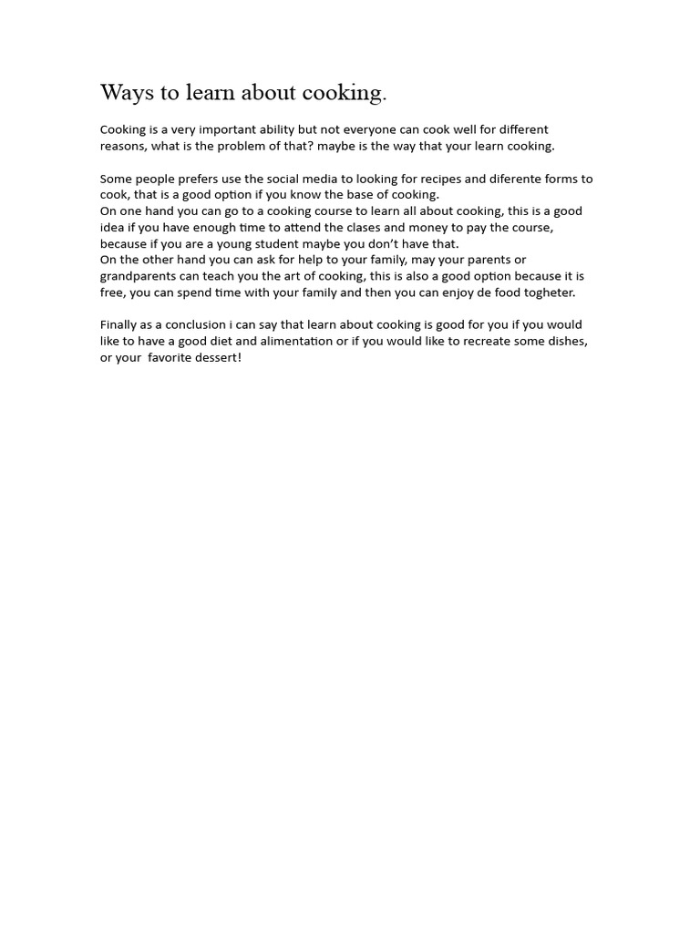 Ways To Learn About Cooking | PDF
