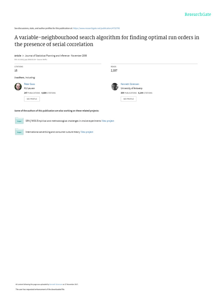 A Variable-Neighbourhood Search Algorithm For Find | PDF | Design Of ...
