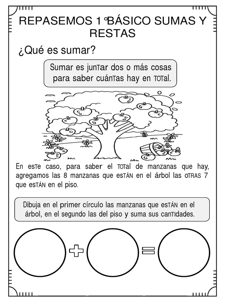 Guía de Repaso Sumas y Restas 1° Básico | PDF | Organismos acuáticos ...