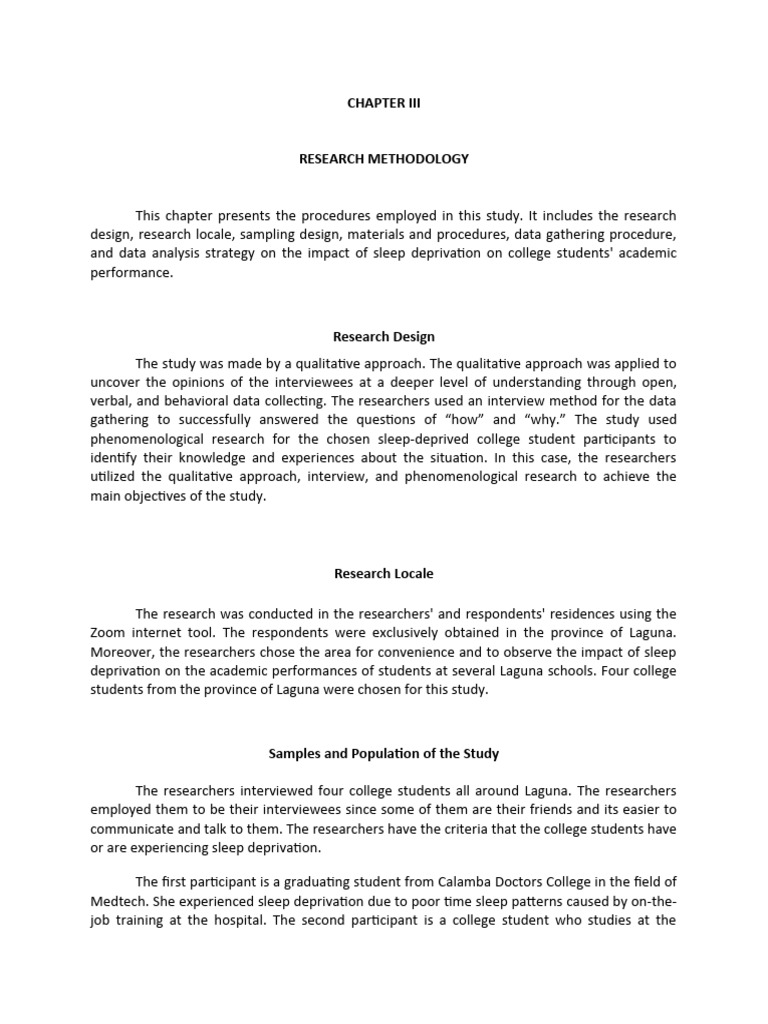 Chapter III Sample | PDF | Qualitative Research | Methodology
