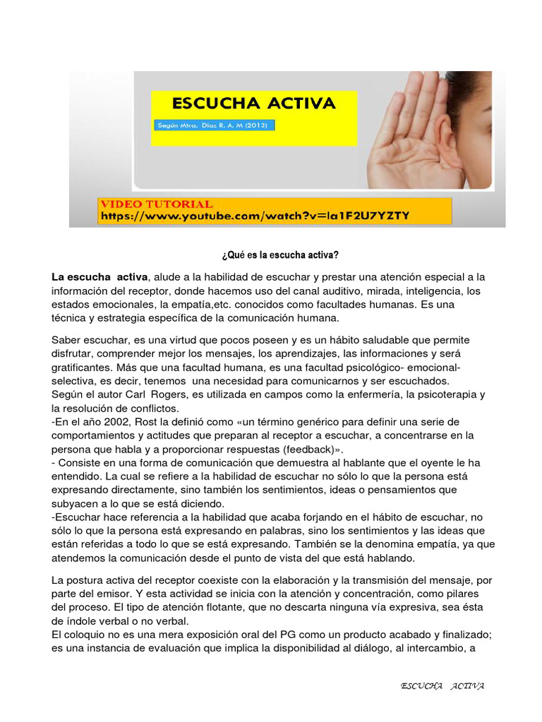 La Escucha Activa: Clave en Comunicación | PDF | Comunicación | Empatía