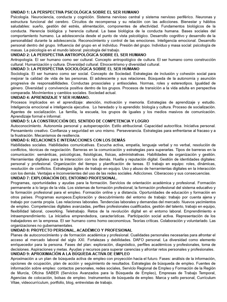 Unidades FOPP | PDF | Sicología | Las emociones