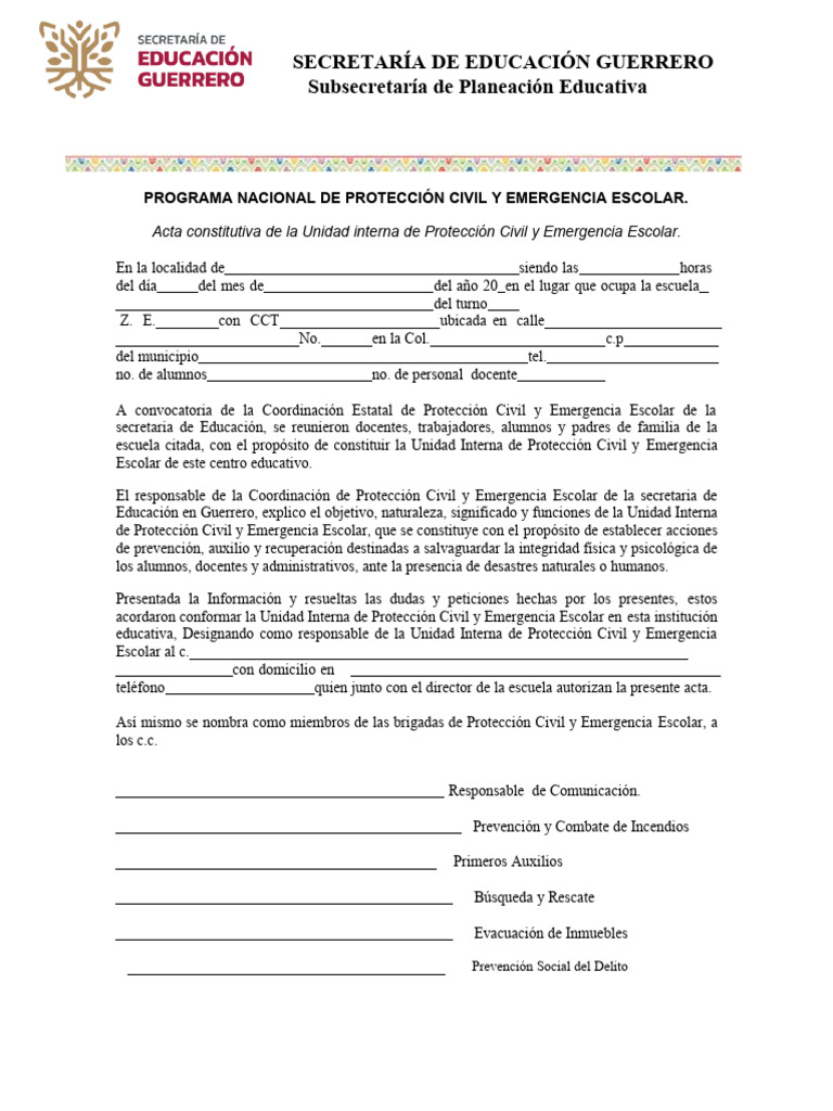 Acta de Proteccion Civil y Emerg. Escolar 2022 | PDF | Defensa Civil