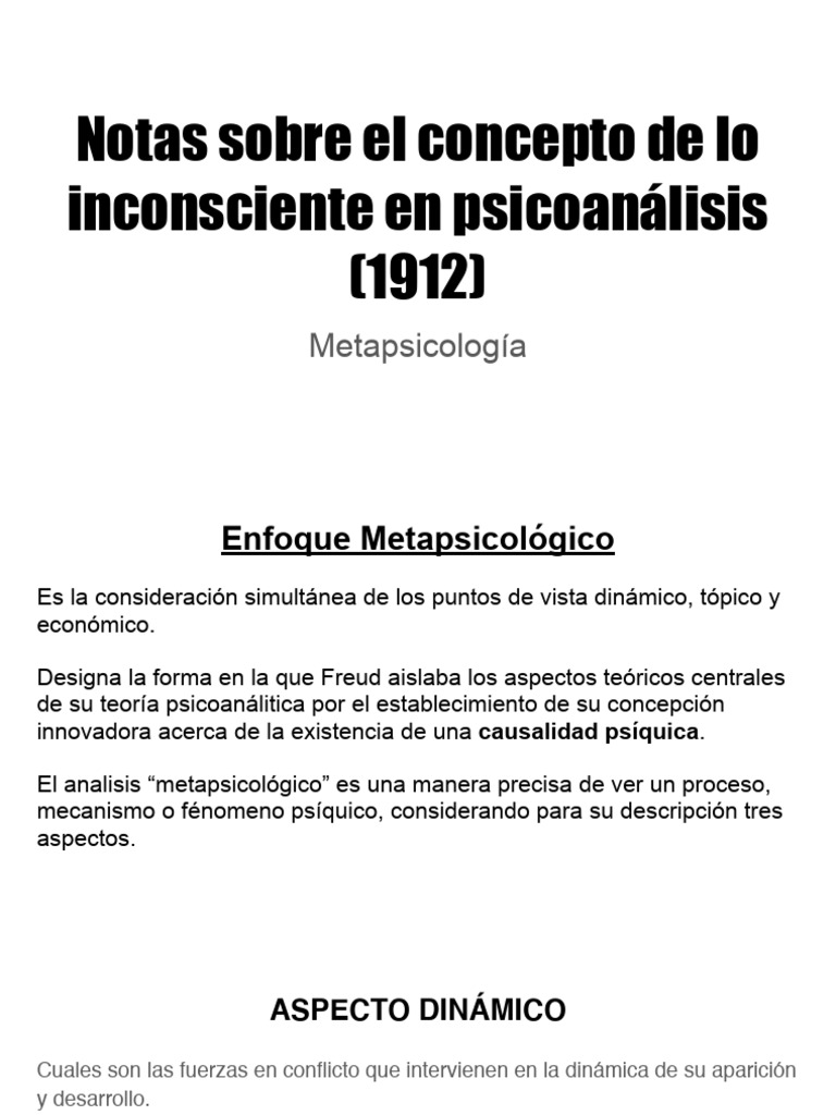 10 Clase 05- Metapsicología | PDF | Mente inconsciente | Psicoanálisis