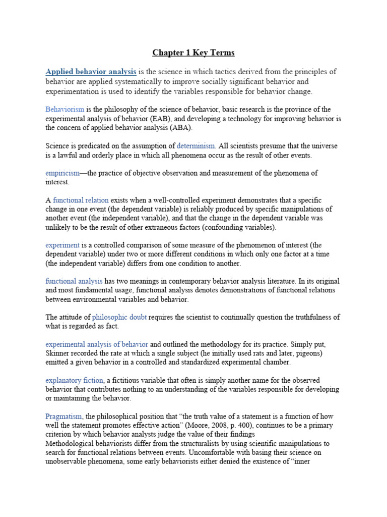 Chapter 1 Though 6 Key Terms | PDF | Classical Conditioning | Reinforcement