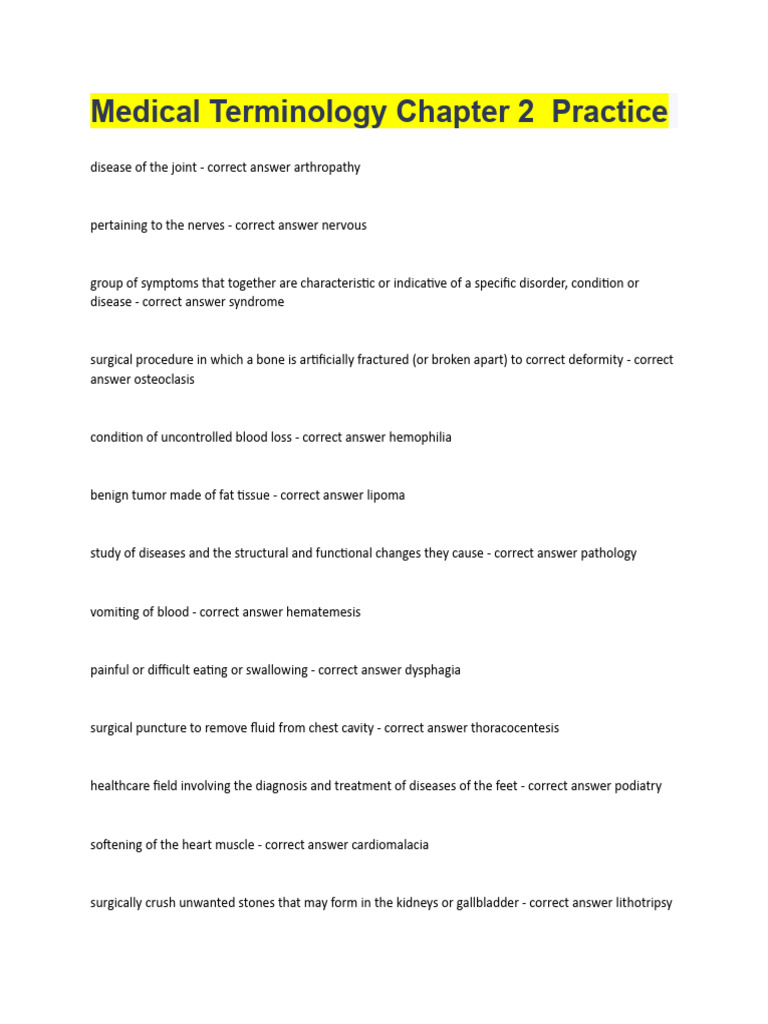 Medical Terminology Chapter 2 Practice | PDF