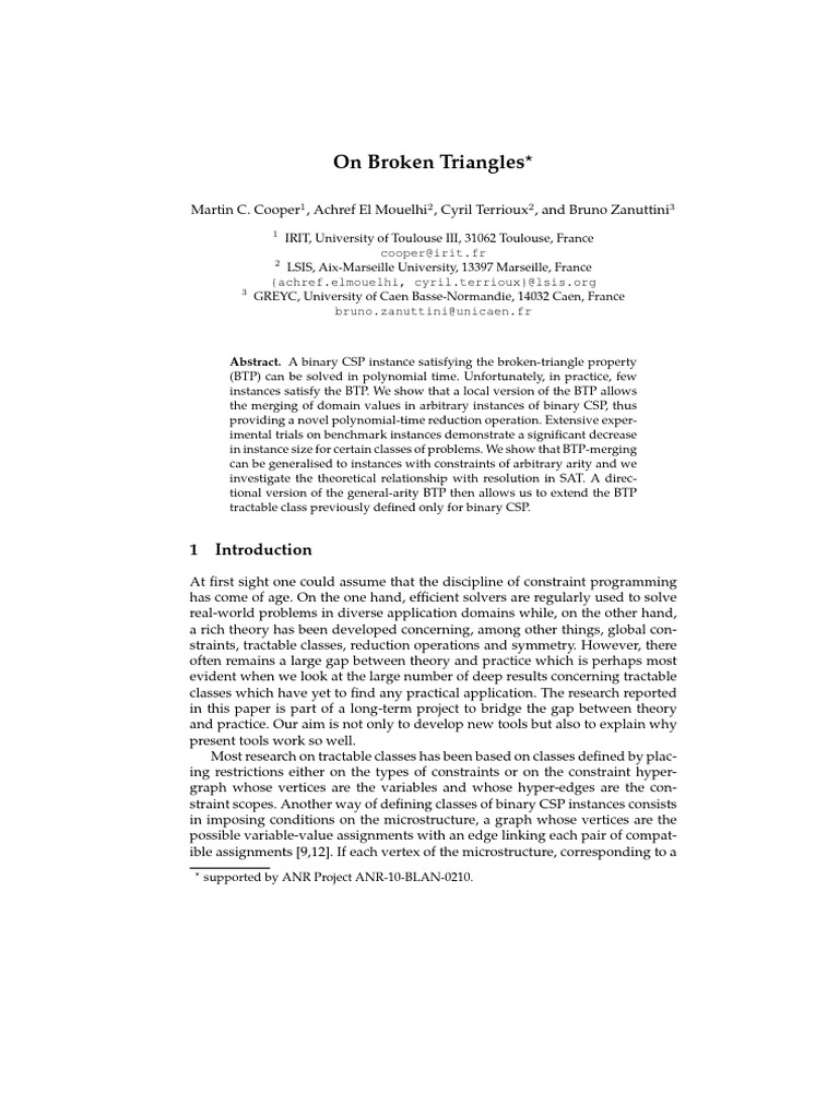 Variable Elimination in Binary CSPs. | PDF | Computational Complexity Theory | Mathematics