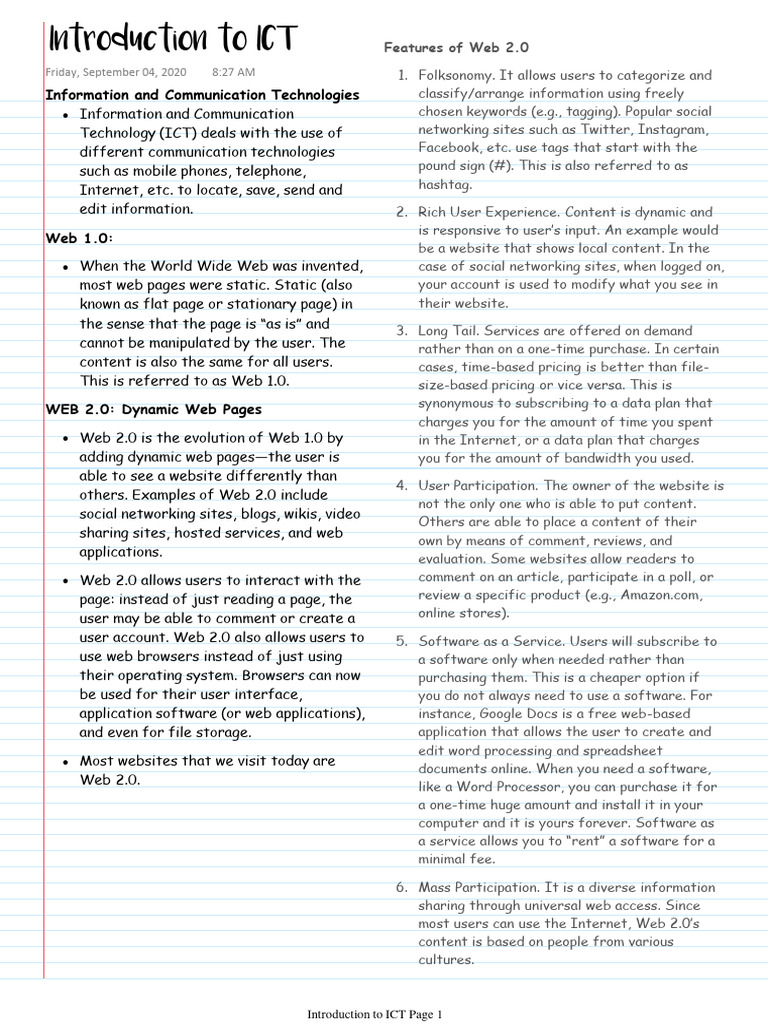 Introduction To Ict Information And Communication Technologies Pdf World Wide Web