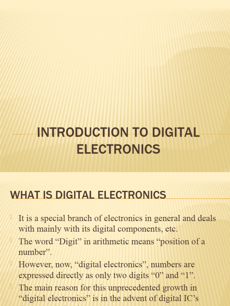 Introduction to digital electronics | PDF | Electronics | Digital ...