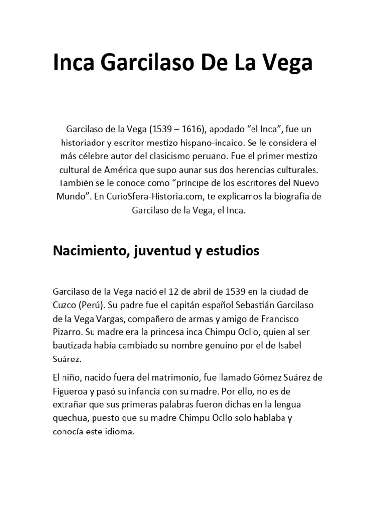 Inca Garcilaso de La Vega | PDF