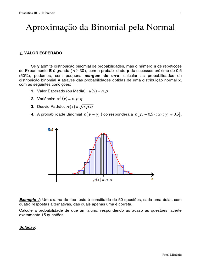 Aproximação Normal da Binomial em Estatística | PDF | Distribuição ...