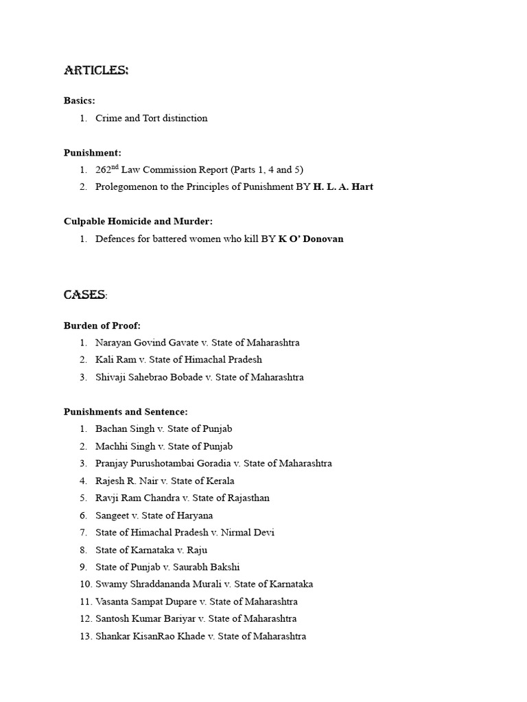 IPC Case List | PDF | Law