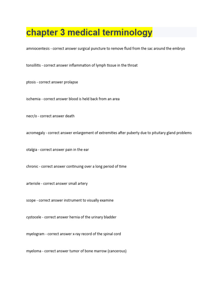 Chapter 3 Medical Terminology | PDF | White Blood Cell | Monocyte
