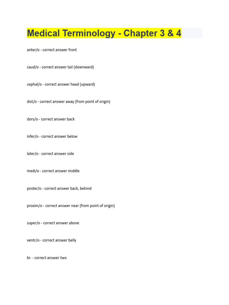 Medical Terminology - Chapter 3 & 4 | PDF | Language Arts & Discipline ...