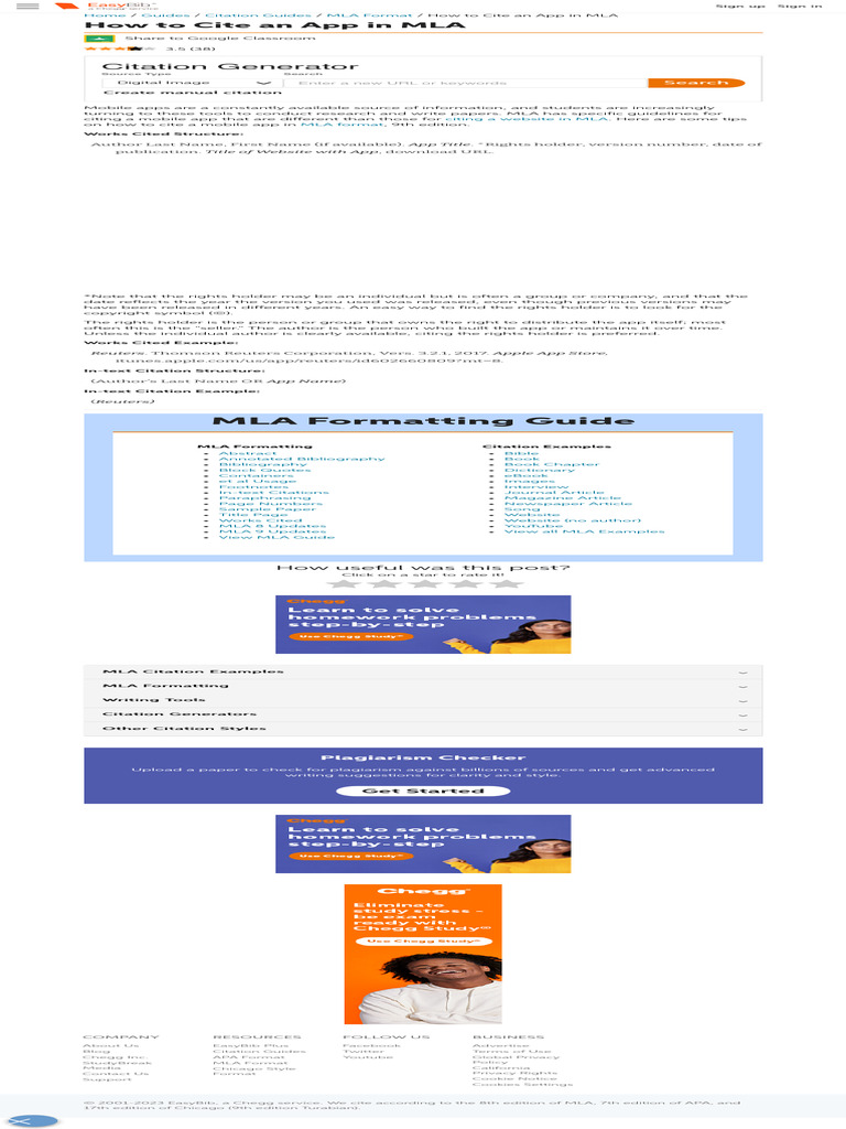 How To Cite An App in MLA EasyBib Citations | PDF | Citation | Computing