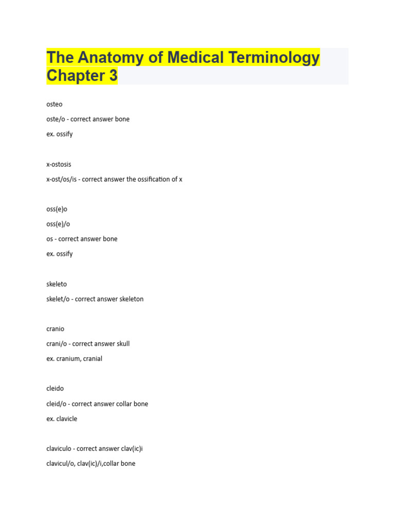 The Anatomy of Medical Terminology Chapter 3 | PDF | Skull | Elbow The Anatomy of Medical Terminology Chapter 3 | PDF | Skull | Elbow